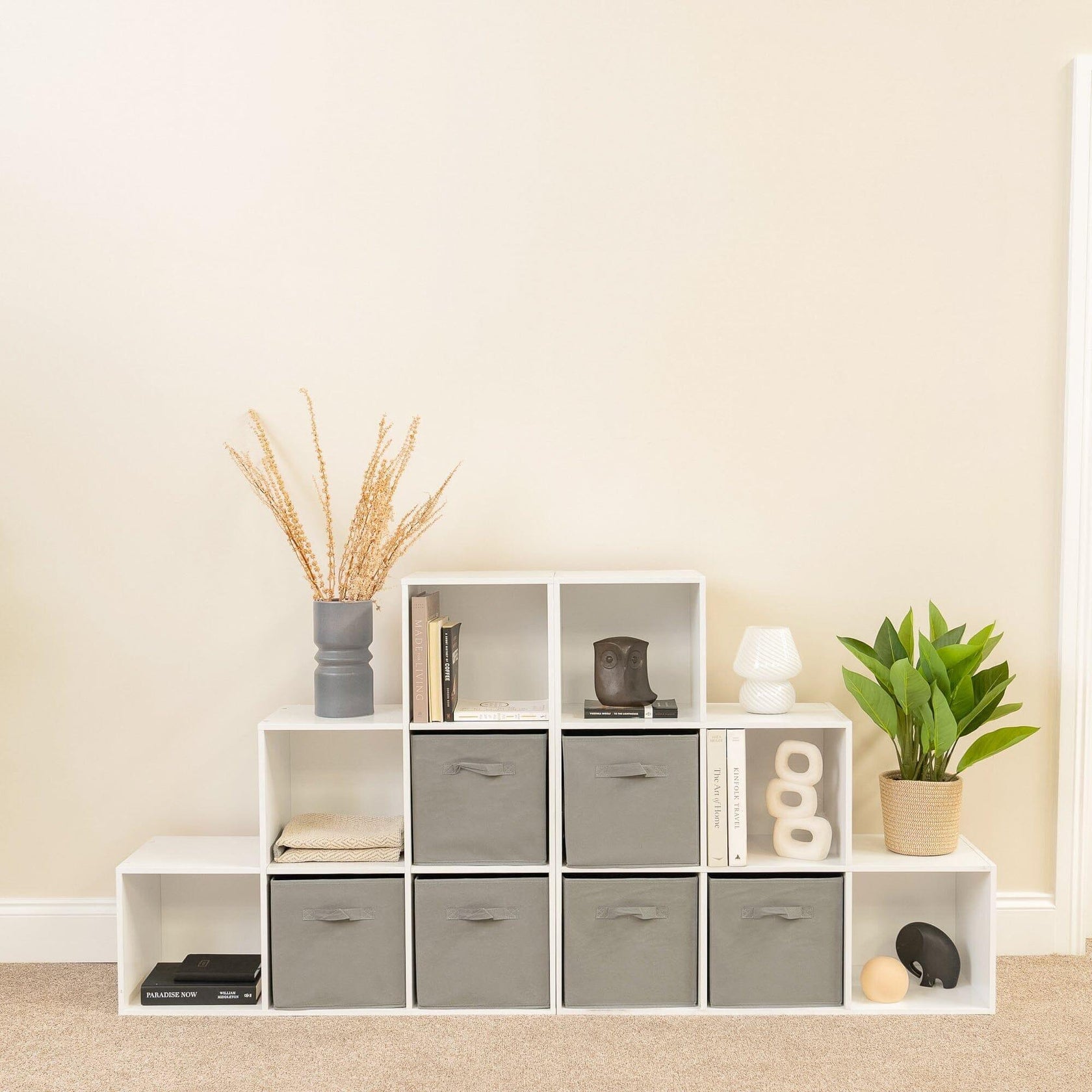 12 Cube Bookcase Ladder Storage Unit - Chalk White - Two 6 Cube Units ...