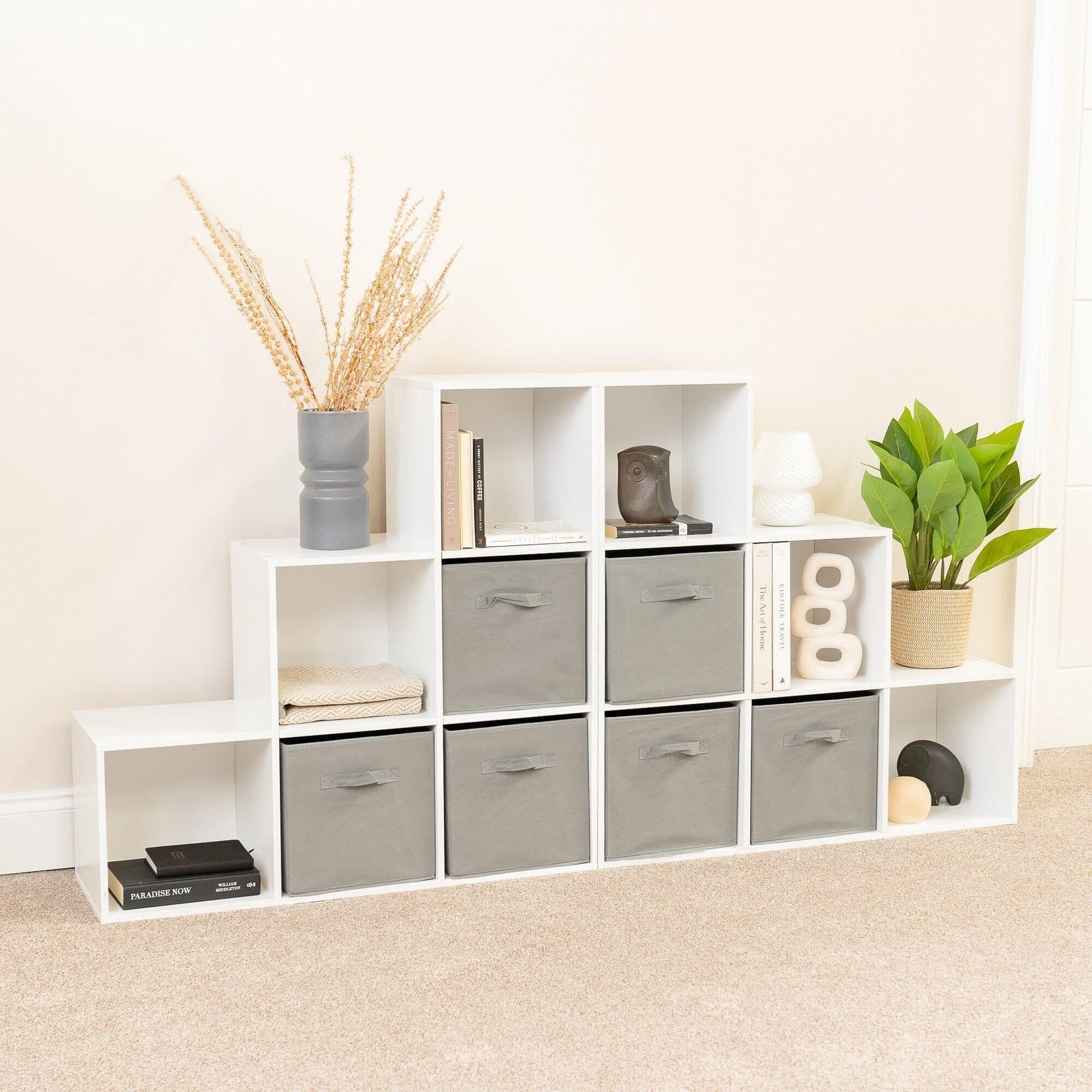 12 Cube Bookcase Ladder Storage Unit - Chalk White - Two 6 Cube Units ...