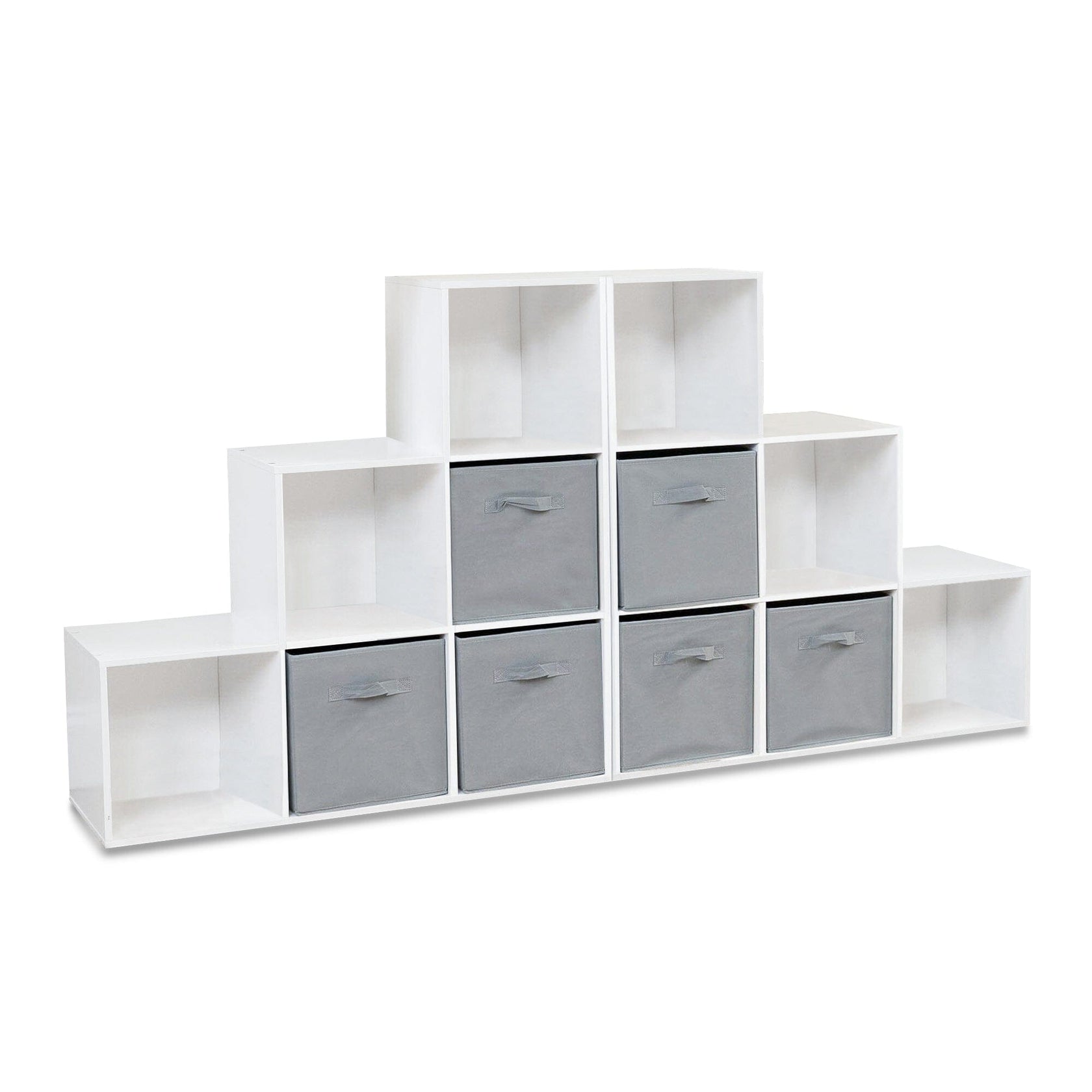 12 Cube Bookcase Ladder Storage Unit - White - Two 6 Cube Units - Grey ...