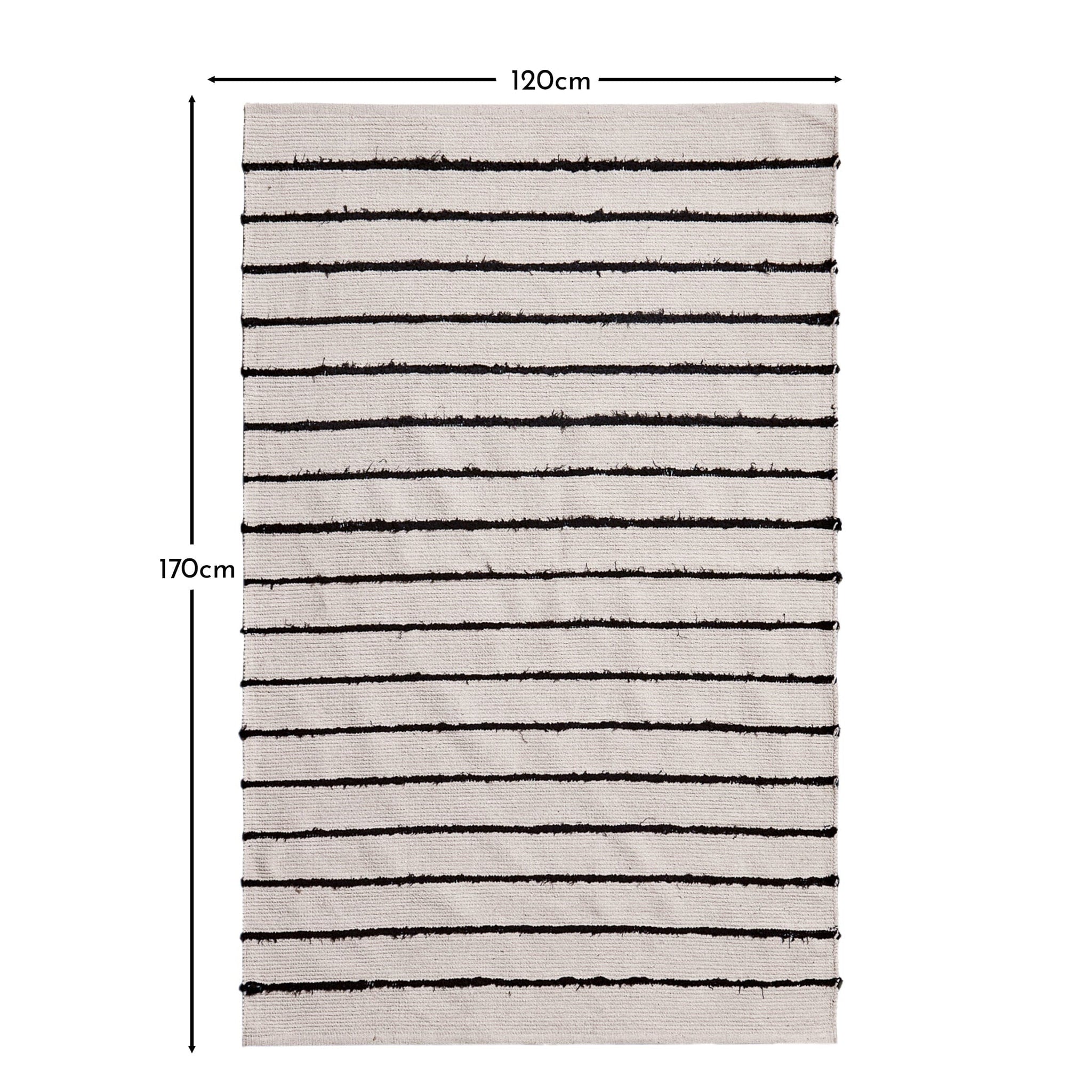 Evedon Striped Black Cotton Rug - 120x170cm - Laura James