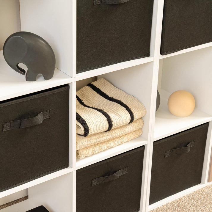 Cara 16 Cube Storage Unit - Chalk White - Two 8x2 Units - Black Basket ...