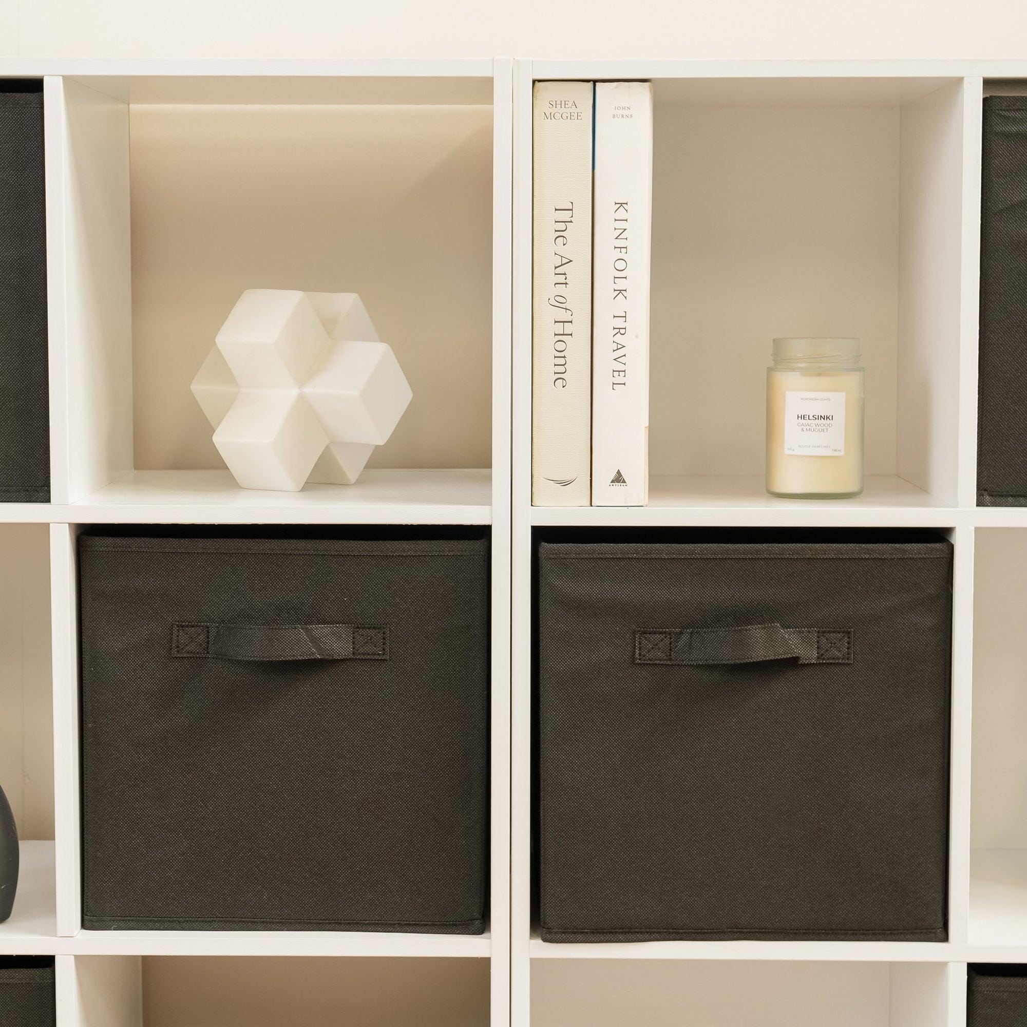 16 Cube Storage Unit - White - Two 8x2 Units (Black Basket) – Laura James