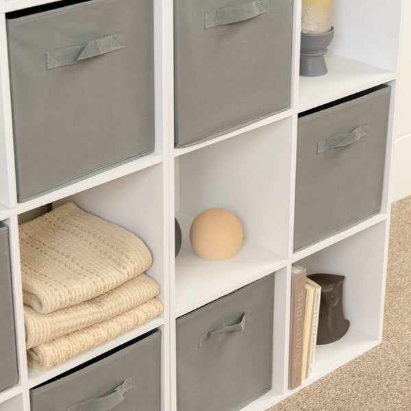Cara 16 Cube Storage Unit - Chalk White - Two 8x2 Units - Grey Basket ...