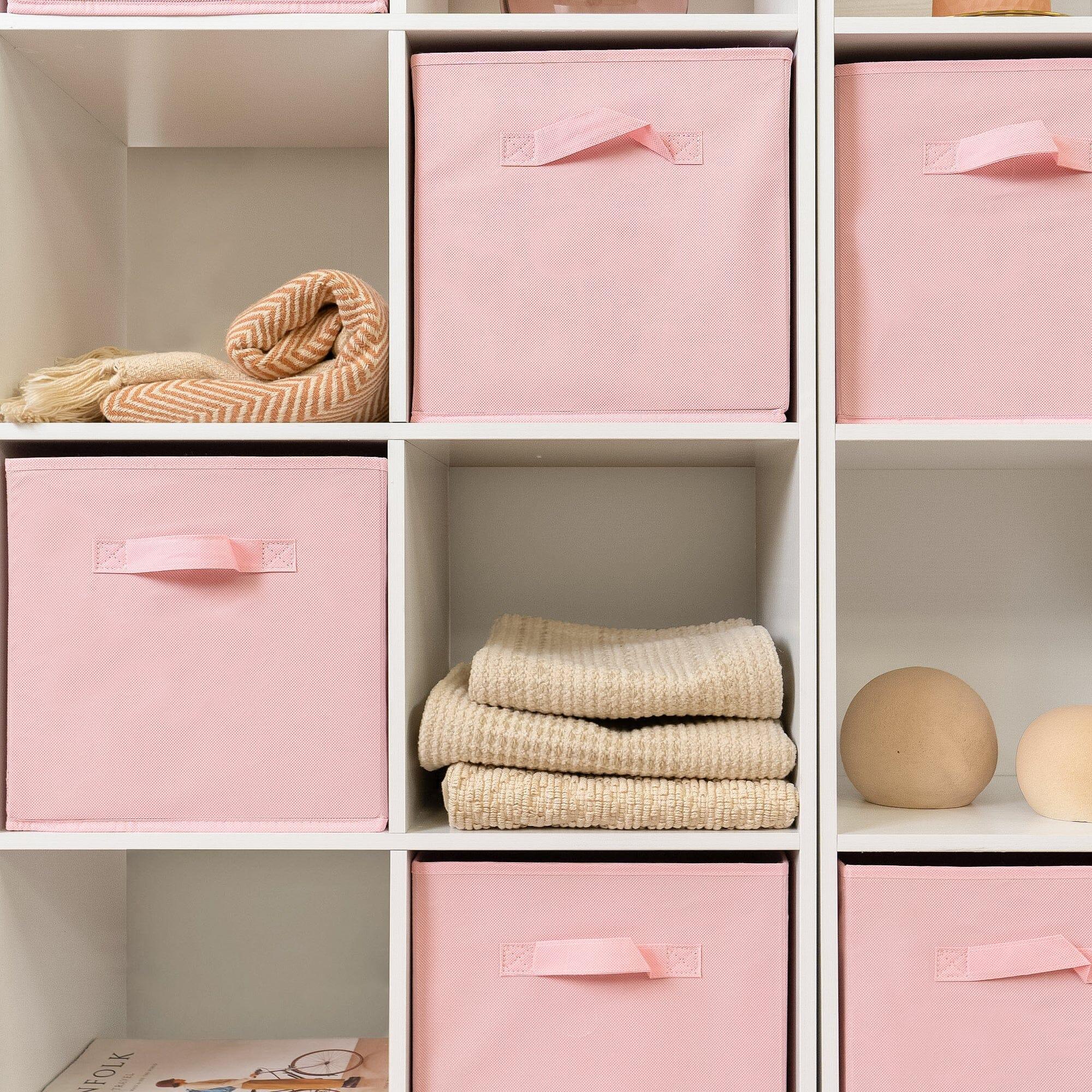 16 Cube Storage Unit - Chalk White - Two 8x2 Units - Pink Basket ...