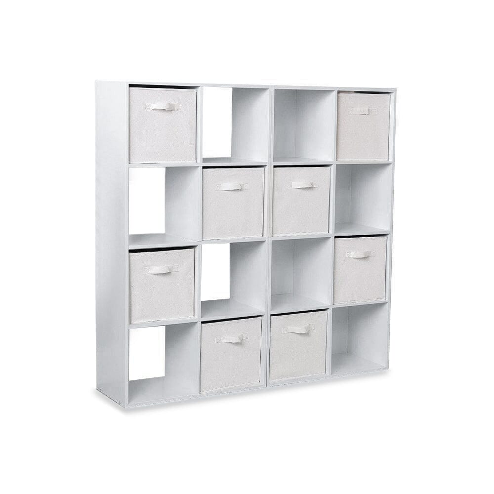 16 Cube Storage Unit - Chalk White - Two 8x2 Units - White Basket ...