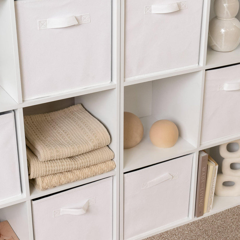 Cara 16 Cube Storage Unit - Chalk White - Two 8x2 Units - White Basket ...