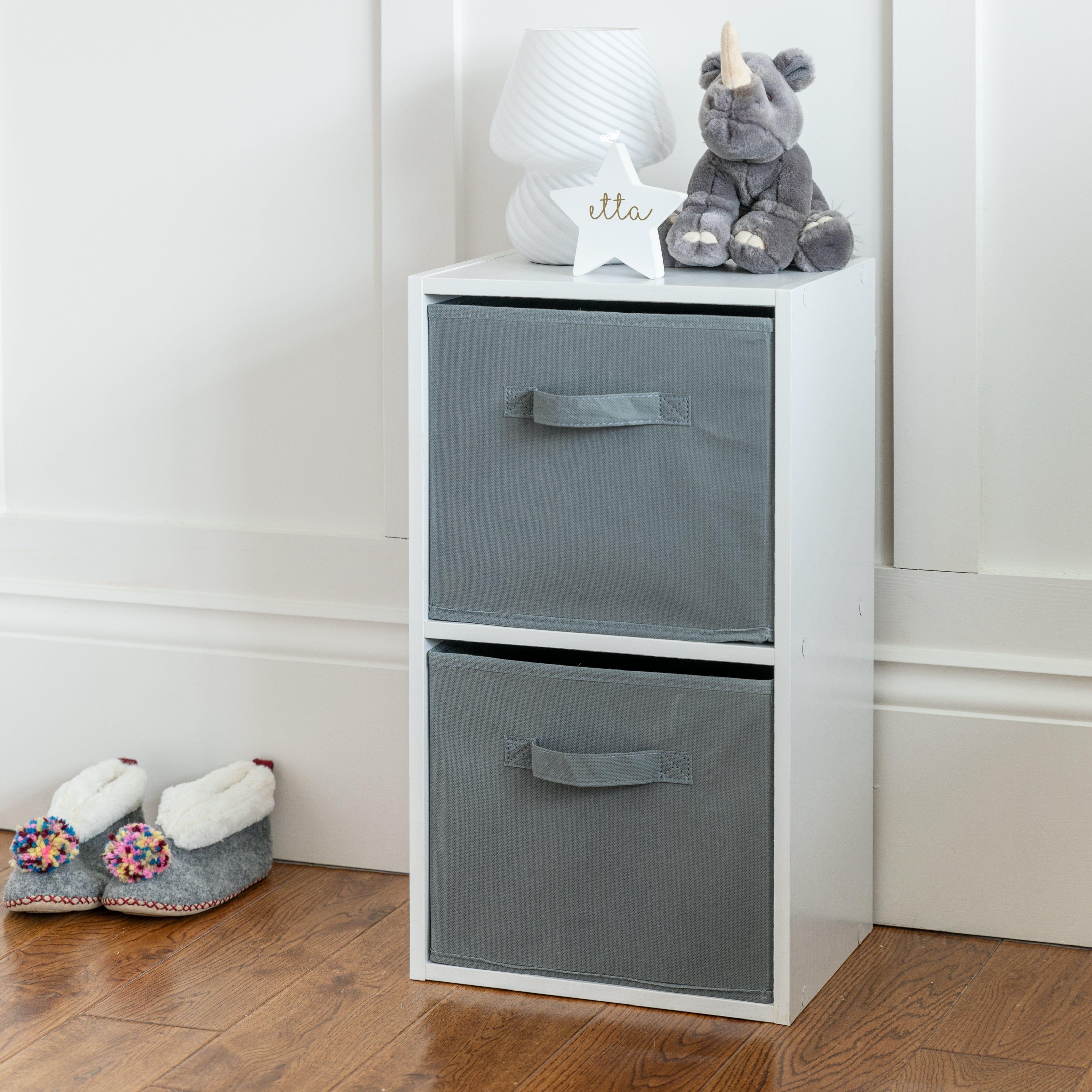Grey 2 Tier Storage Unit - White Bookcase - Laura James