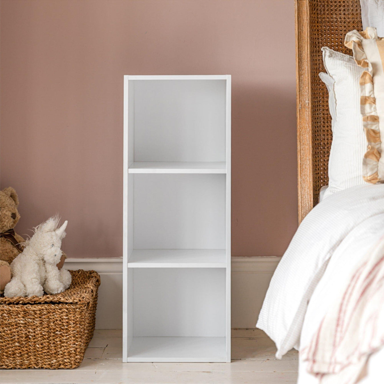 Outlet - 3 Tier Chalk White Bookcase Wooden Display Shelving Unit - No ...