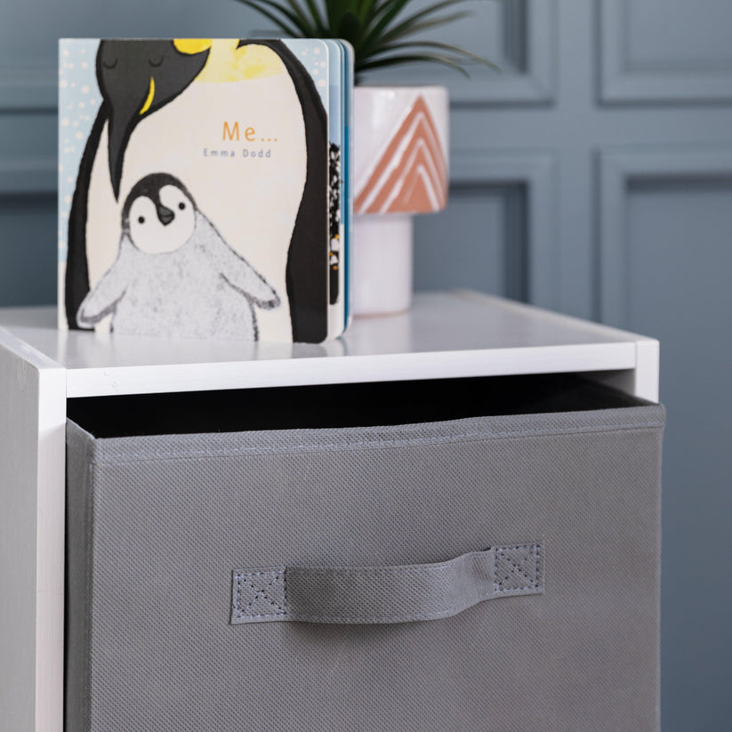 Cara 3 Tier Chalk White Cube Storage Unit - Grey Baskets – Laura James