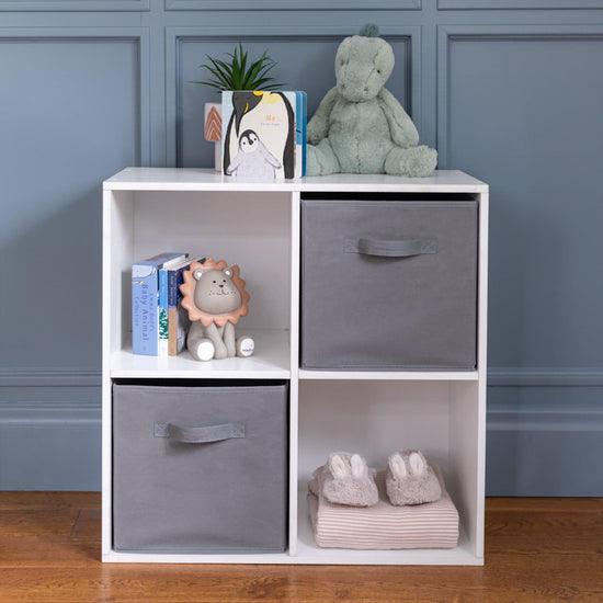 Grey 4 Cube White Bookcase Shelving - Laura James