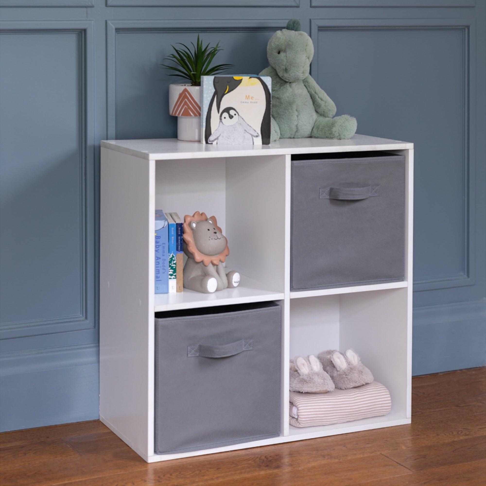 Grey 4 Cube White Bookcase Shelving - Laura James