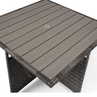 Cube Grey Polywood Garden Furniture Dining Set with Parasol - Laura James