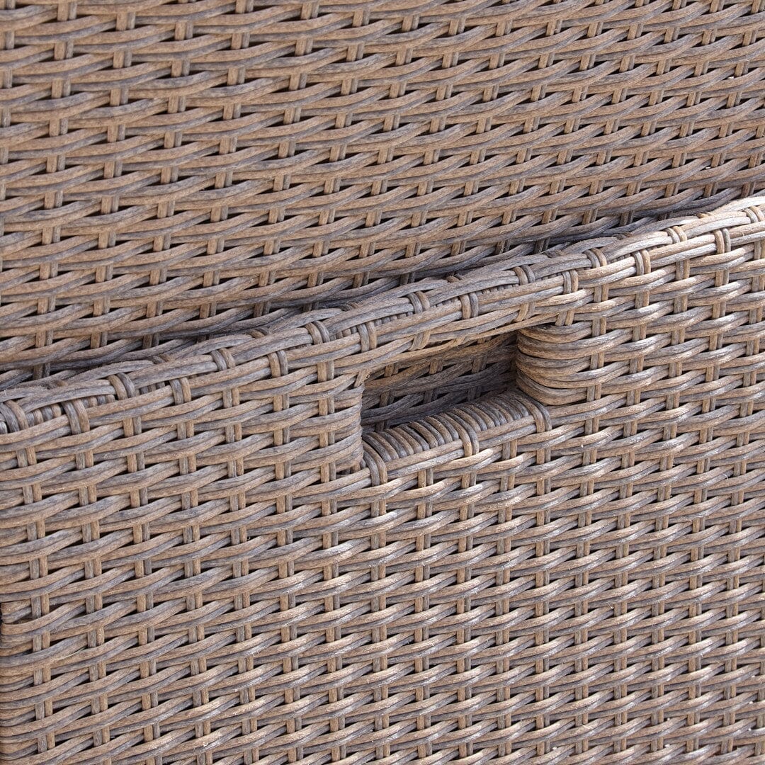 8 Seater Rattan Cube Outdoor Dining Set with Cream Parasol - Natural B ...