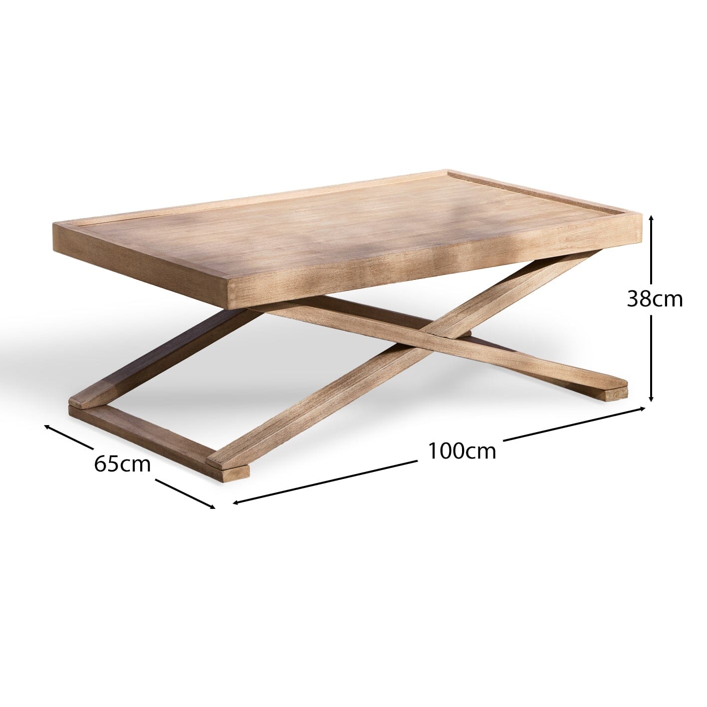 Akira Wooden Rectangular Garden Coffee Table - Brushed Light Acacia ...