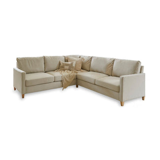 Ava Sand Corner Sofa with Pale Oak Legs - Laura James