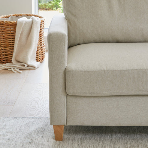 Ava Sand Corner Sofa with Pale Oak Legs - Laura James