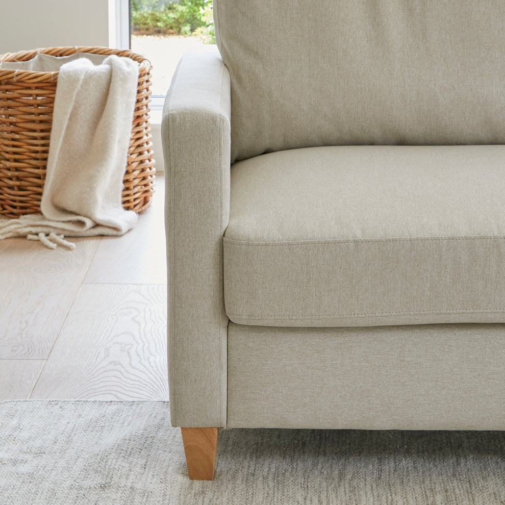 Ava Sand Corner Sofa with Pale Oak Legs - Laura James