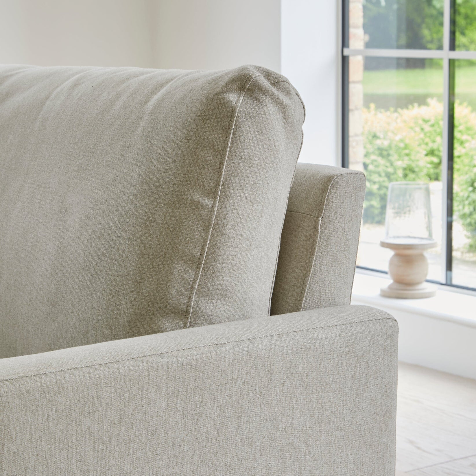 Ava Sand Corner Sofa with Pale Oak Legs - Laura James