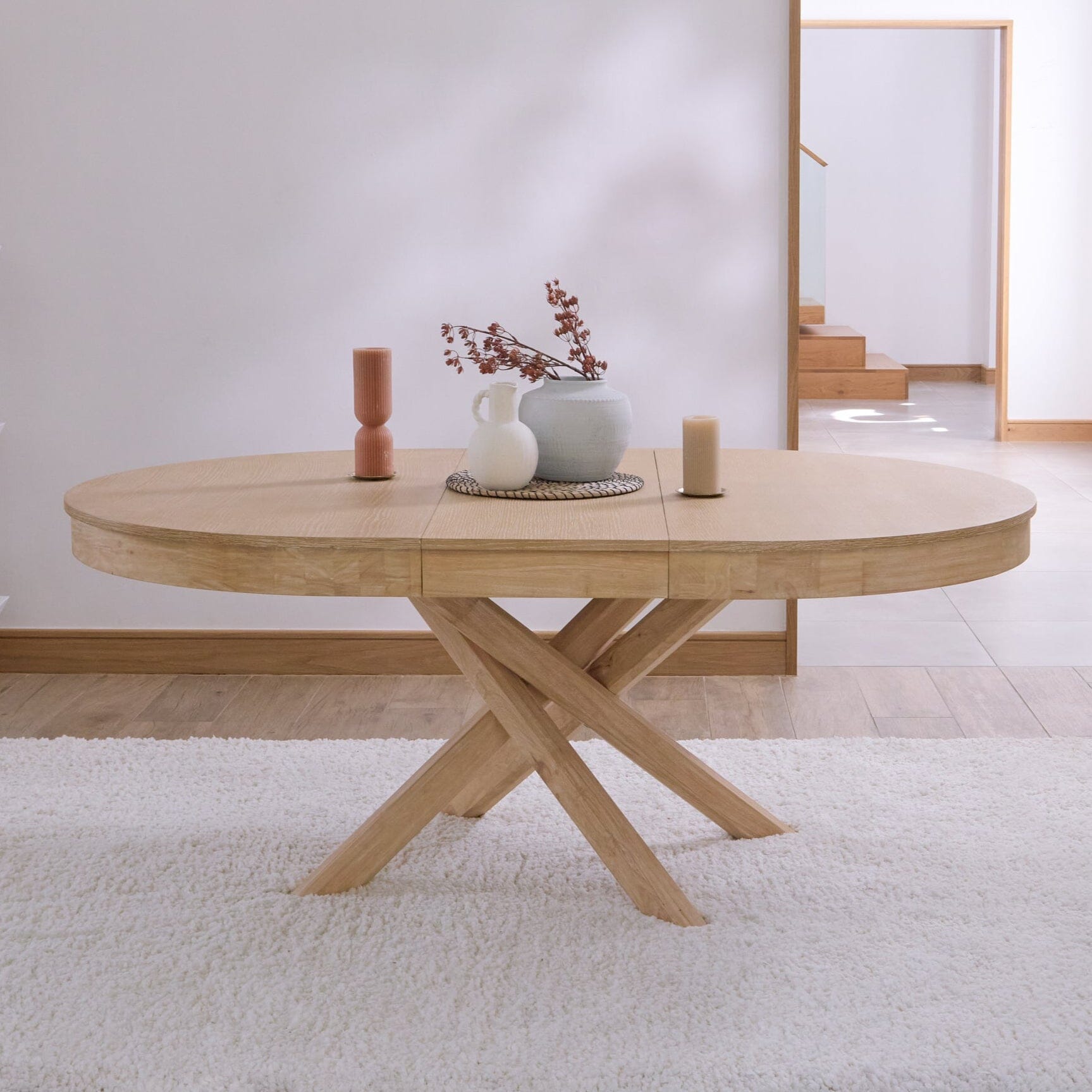 white wash extendable dining table