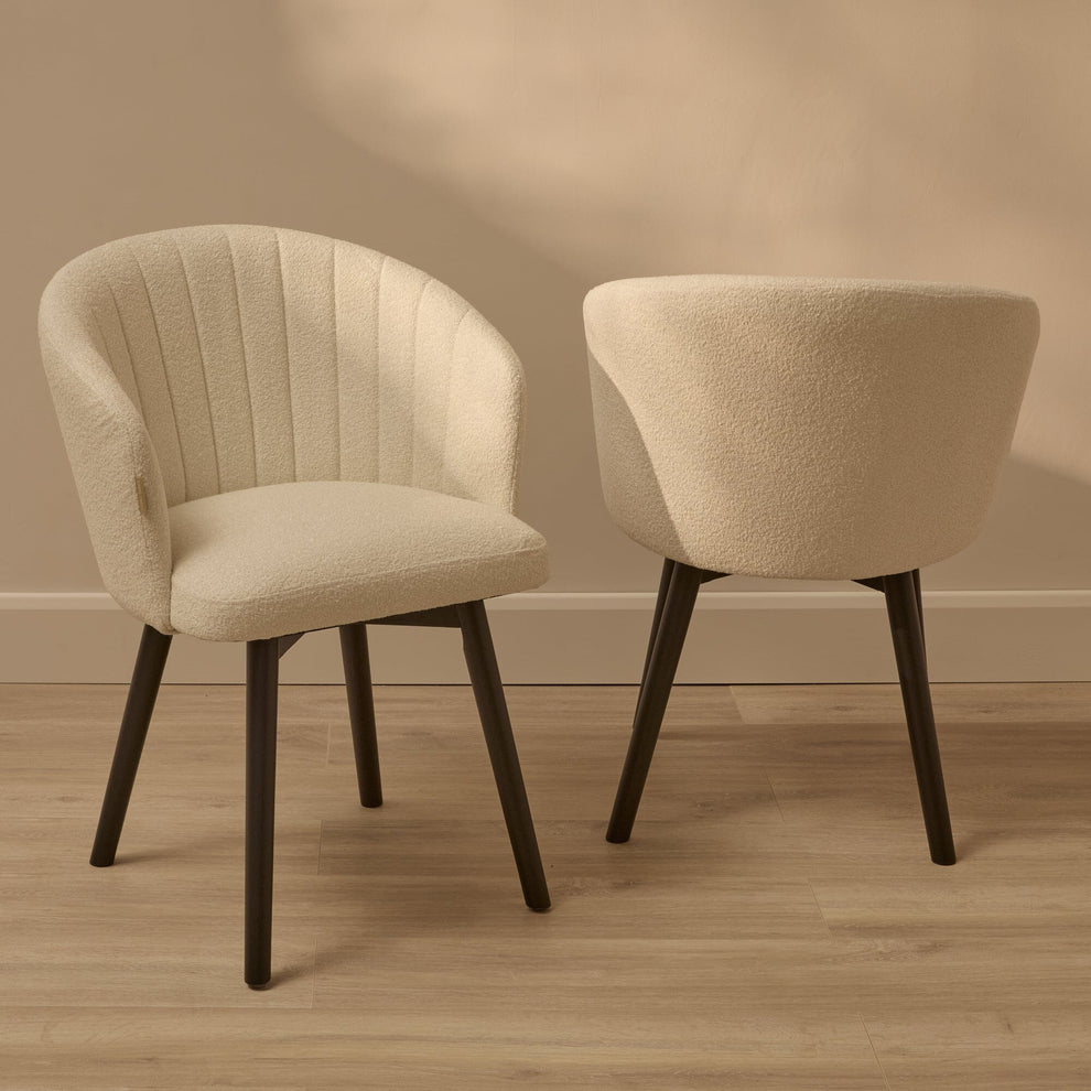 Arabella Boucle Dining Chairs With Black Legs - Set of 2 - Laura James