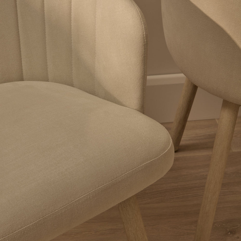 Arabella Natural Beige Dining Chair - Set of 2 - Whitewash Oak Legs ...