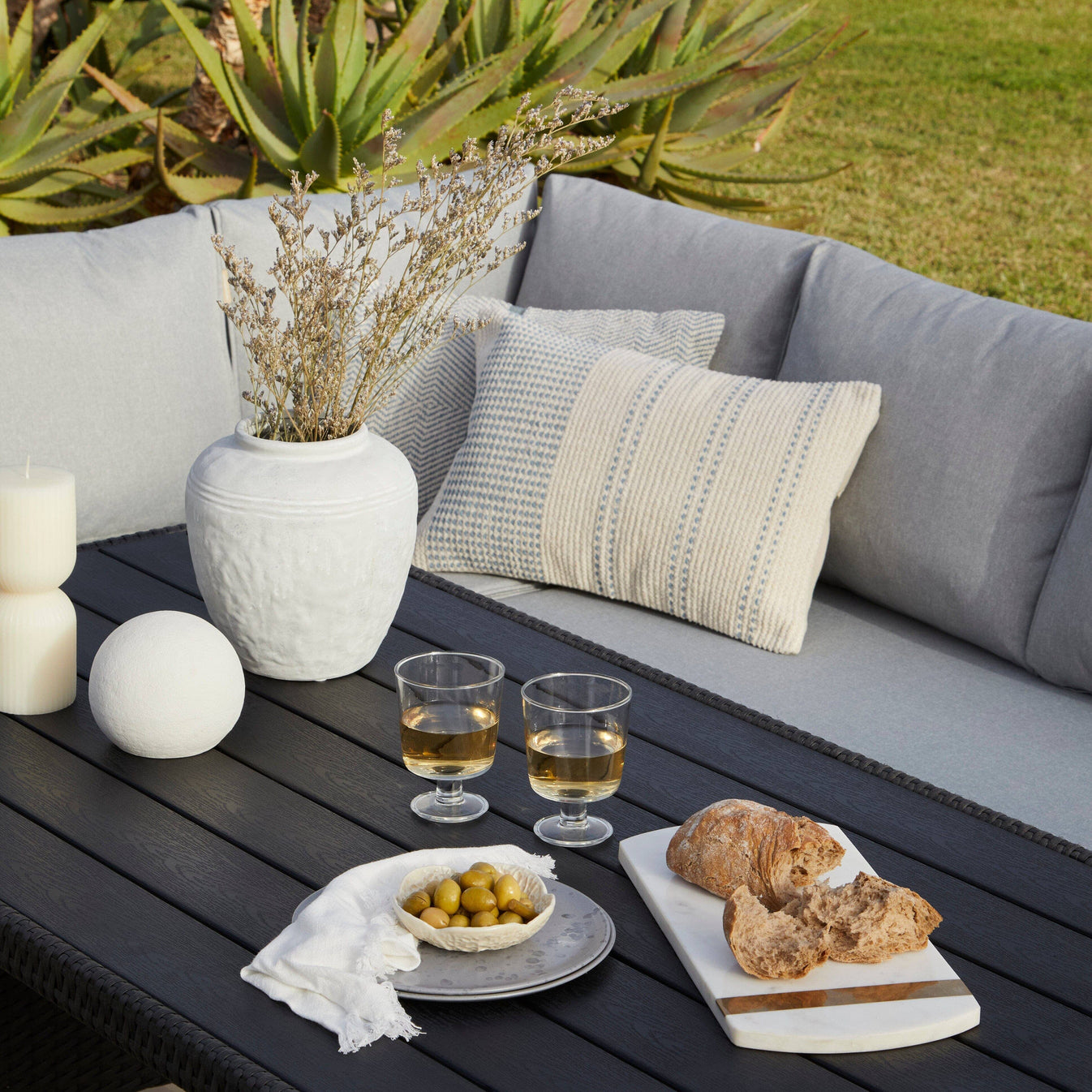 Aston 9 Seater Rattan Garden Corner Sofa Set with with Cream LED Premi ...