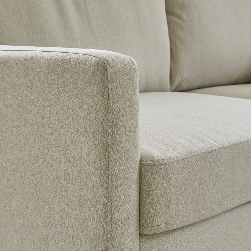 Ava Left Chaise Corner Sofa - Sand with Pale Oak Legs - Laura James