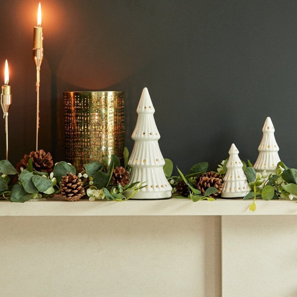 White LED Light Up Ceramic Tree - Set Of 3 - Laura James