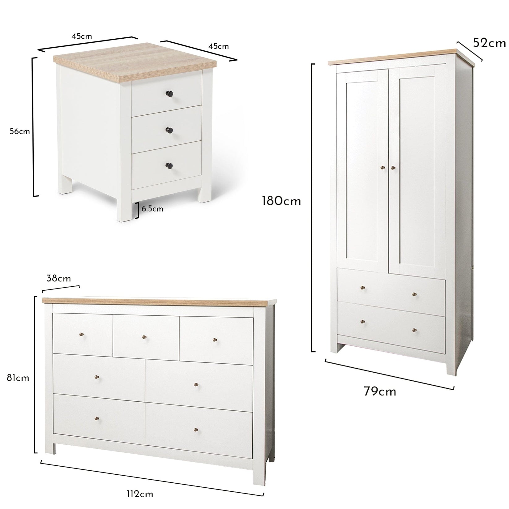 Bampton 4 Piece Bedroom Set with Chest of Drawers - Laura James