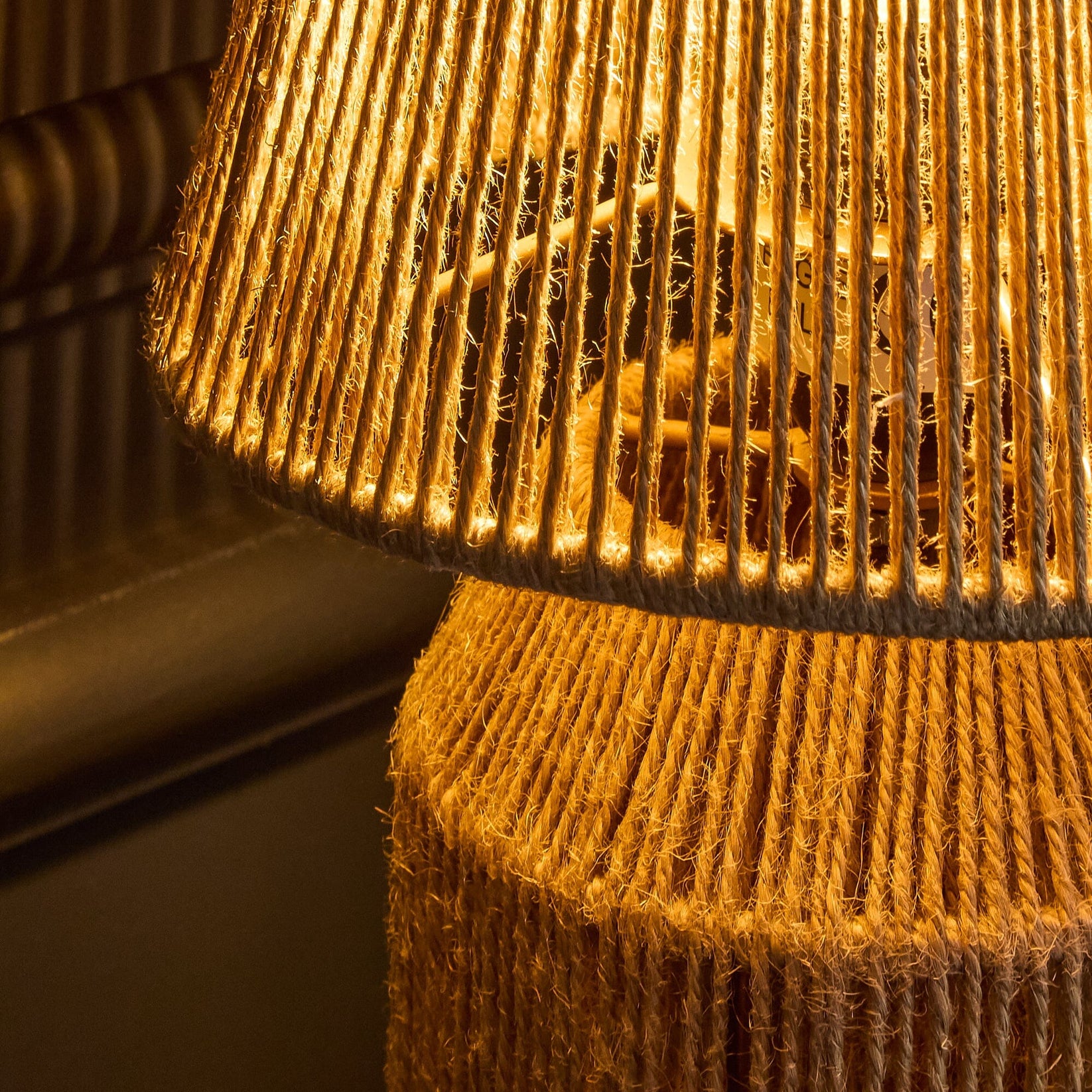 Bari White Cotton String Table Lamp - Laura James