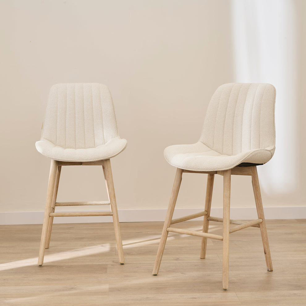 Bella Light Beige Boucle Bar Stool - Whitewash Legs – Laura James