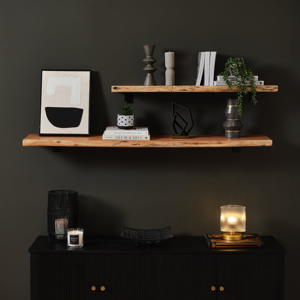 Bosco Large Natural Acacia Wall Shelf - 150cm - Laura James