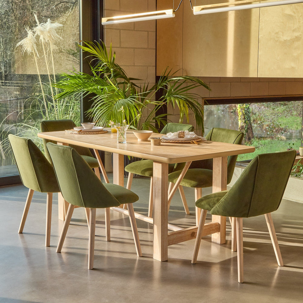 Carter Wooden Dining Table - Whitewash Oak - Laura James