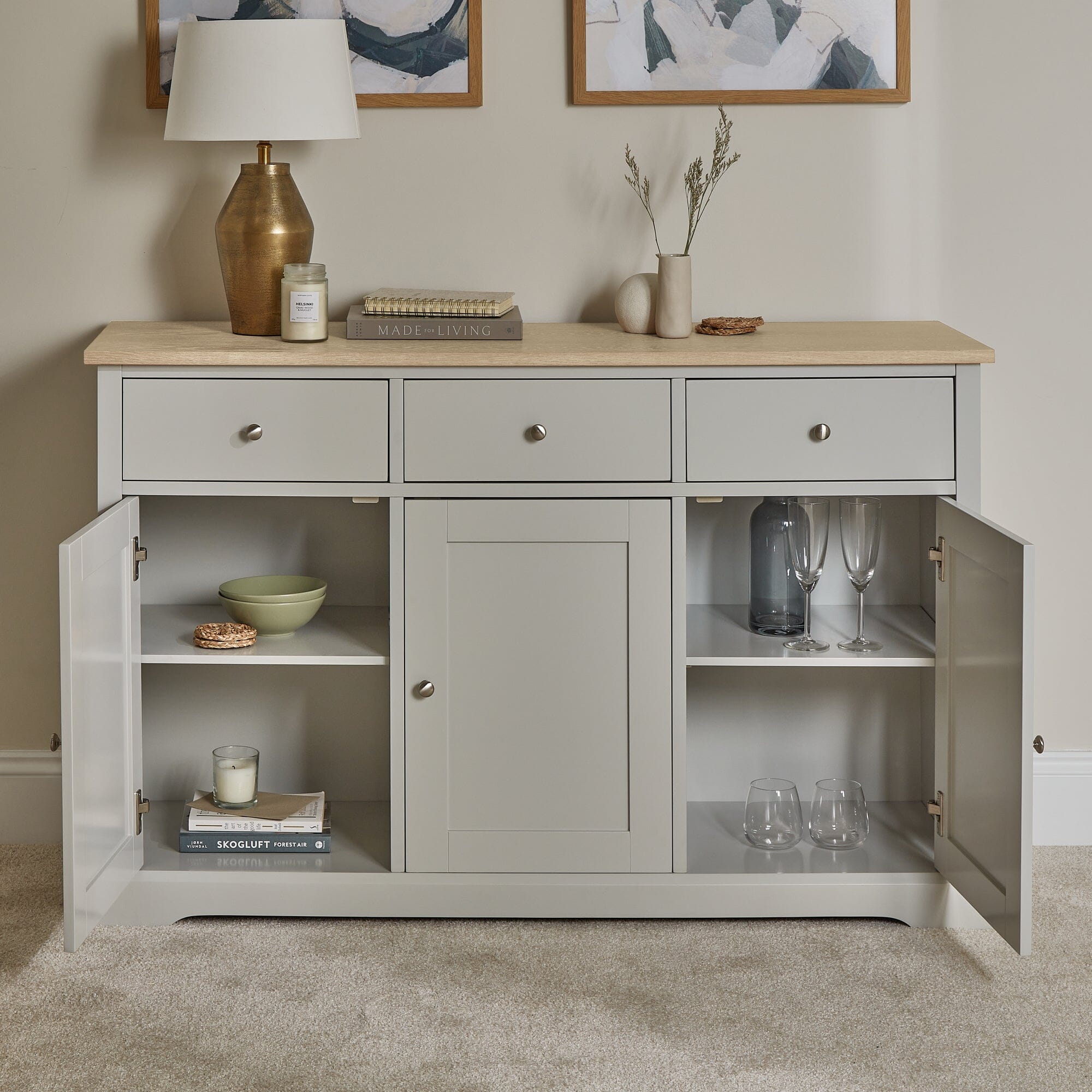 Chatsworth Sideboard - 130cm - Linen Grey - Laura James