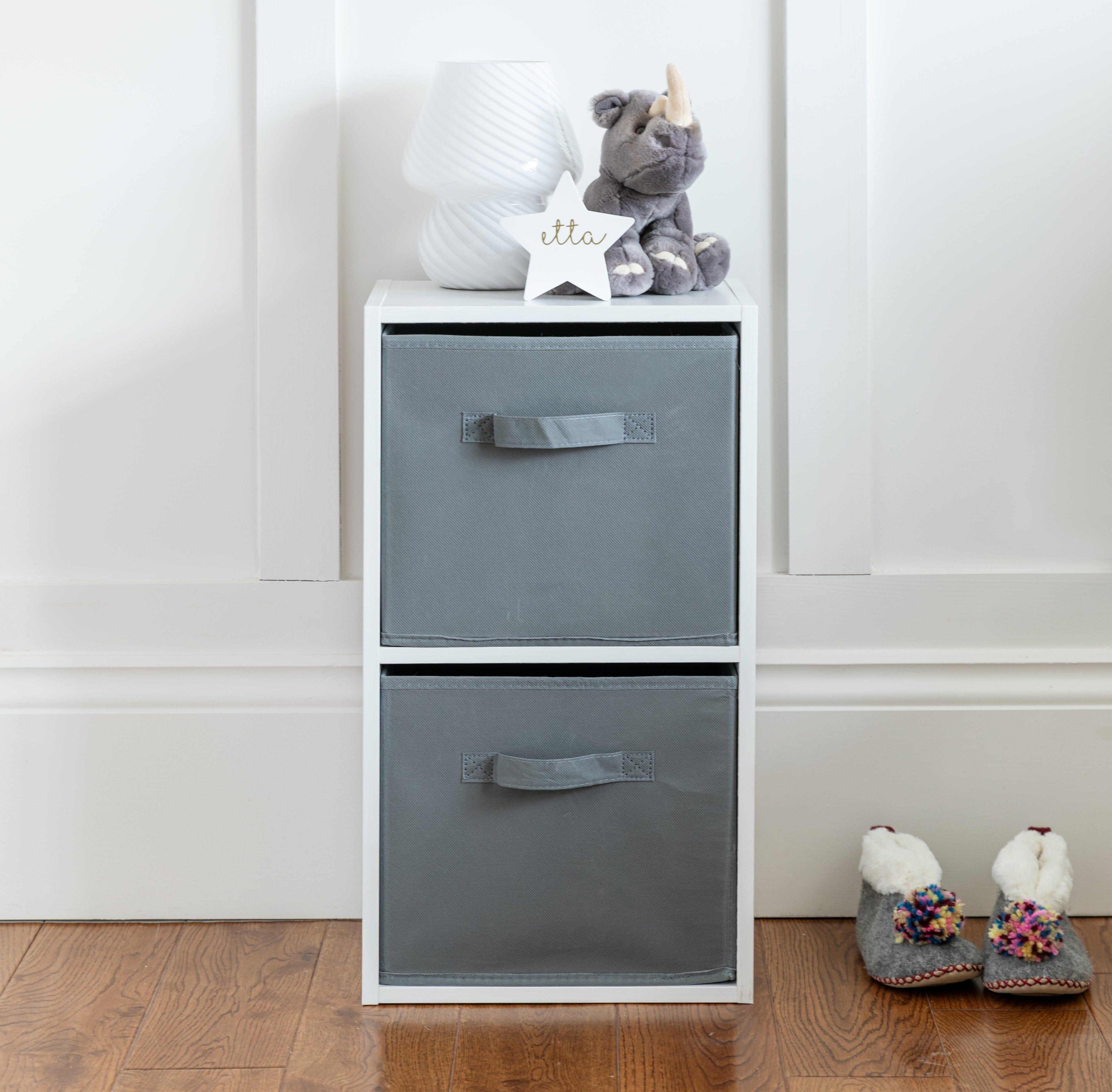 Grey 2 Tier Storage Unit - White Bookcase - Laura James