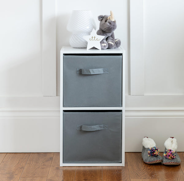 Grey 2 Tier Storage Unit - White Bookcase - Laura James