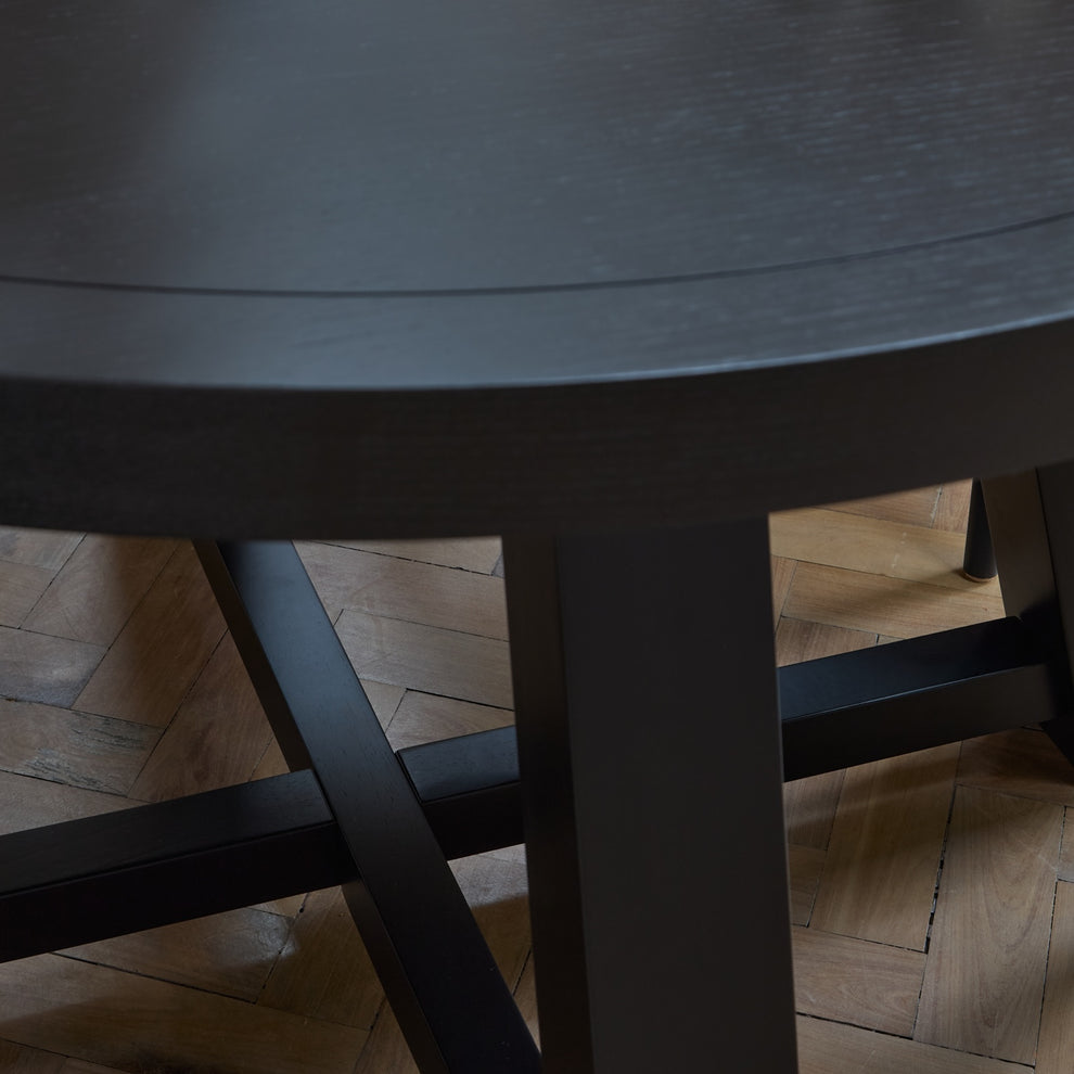 Charlotte Black Oak Round Dining Table Set - 4 Seater - Freya Sand Din ...