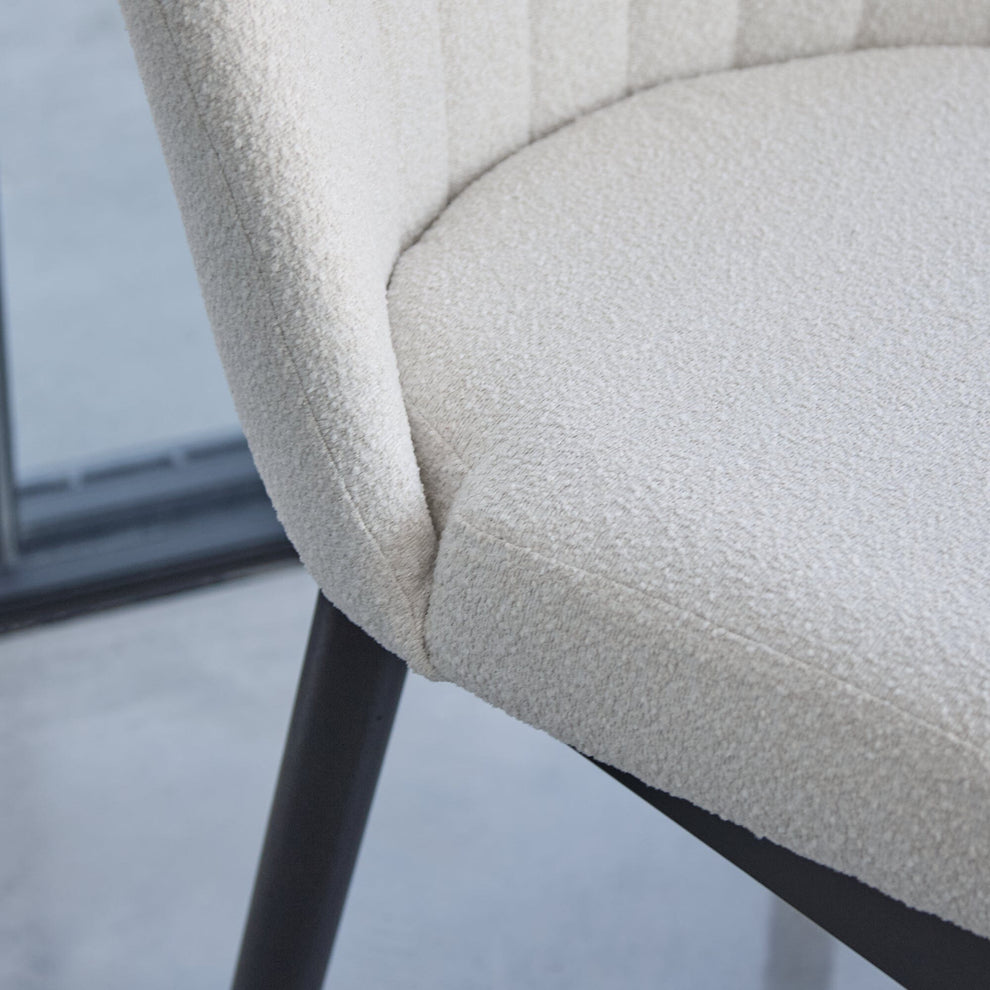 Chloe Boucle Dining Chairs – Set Of 2 – Black Legs – Laura James