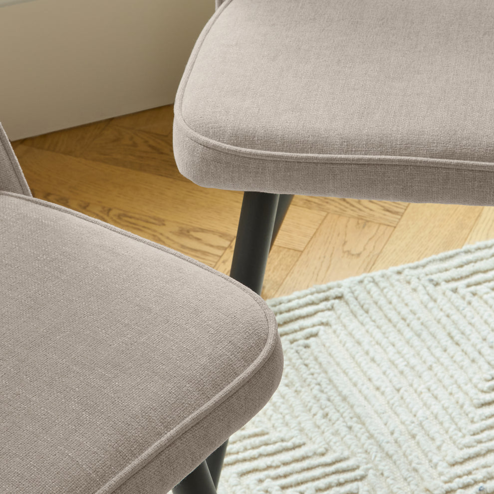 Dolly Soft Beige Dining Chairs - Set of 2 - Black Metal Legs – Laura James