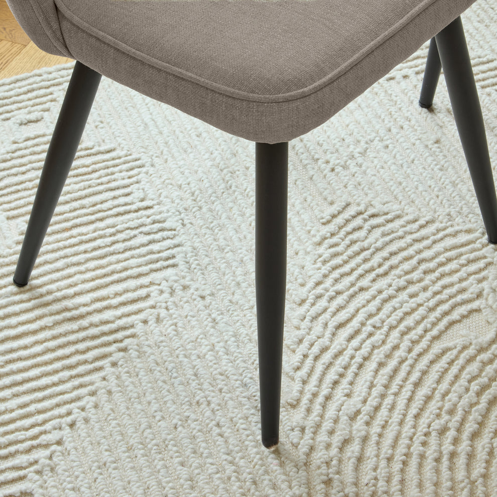 Dolly Soft Beige Dining Chairs - Set of 2 - Black Metal Legs – Laura James