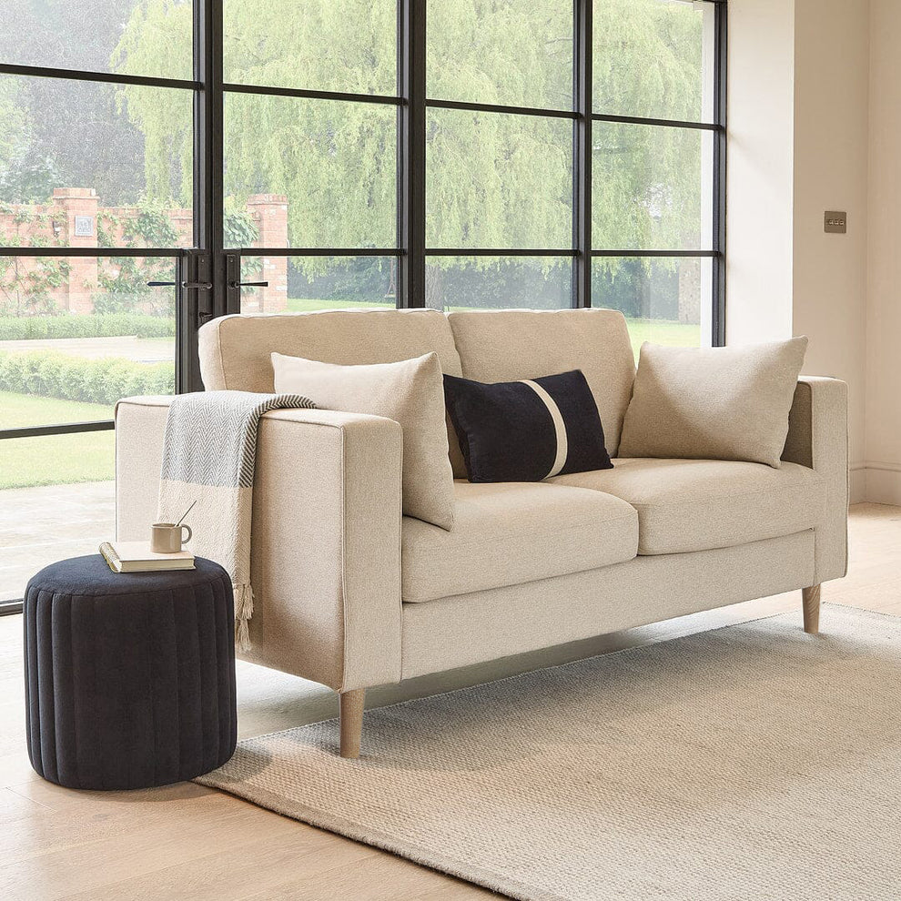Emily 2 Seater Sofa Sand with Whitewash Oak Legs | Laura James
