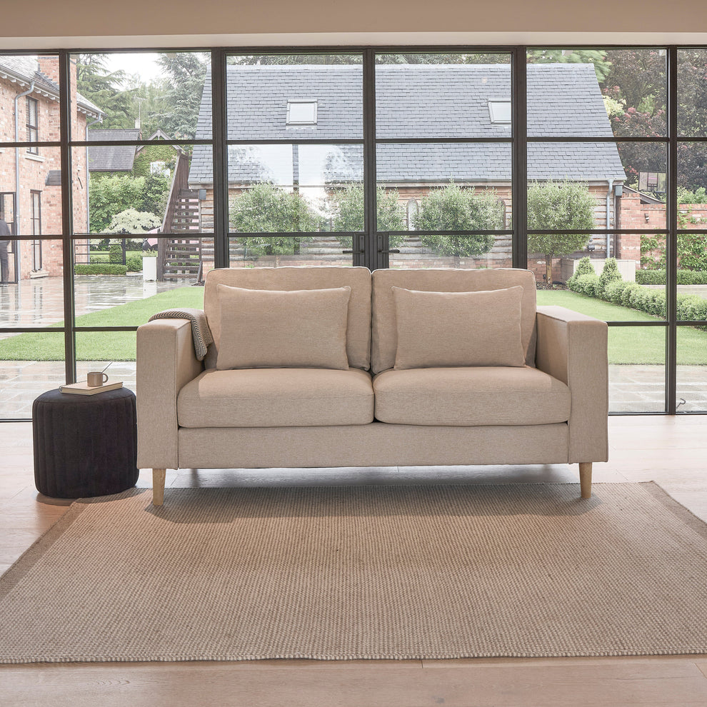 Emily 3 Seater Sofa - Sand with Whitewash Oak Legs – Laura James