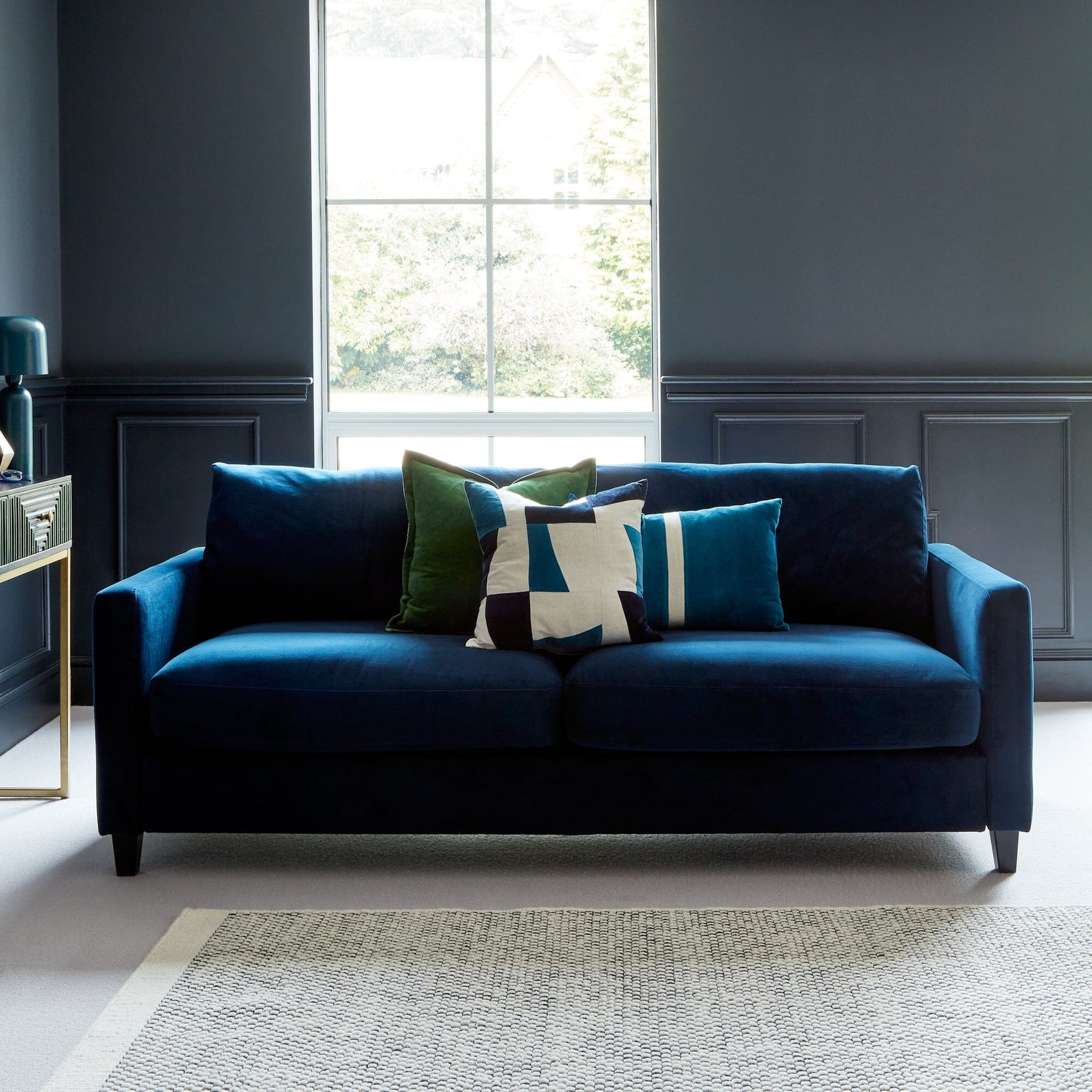 Ava Ink Blue 3 Seater Sofa - Laura James