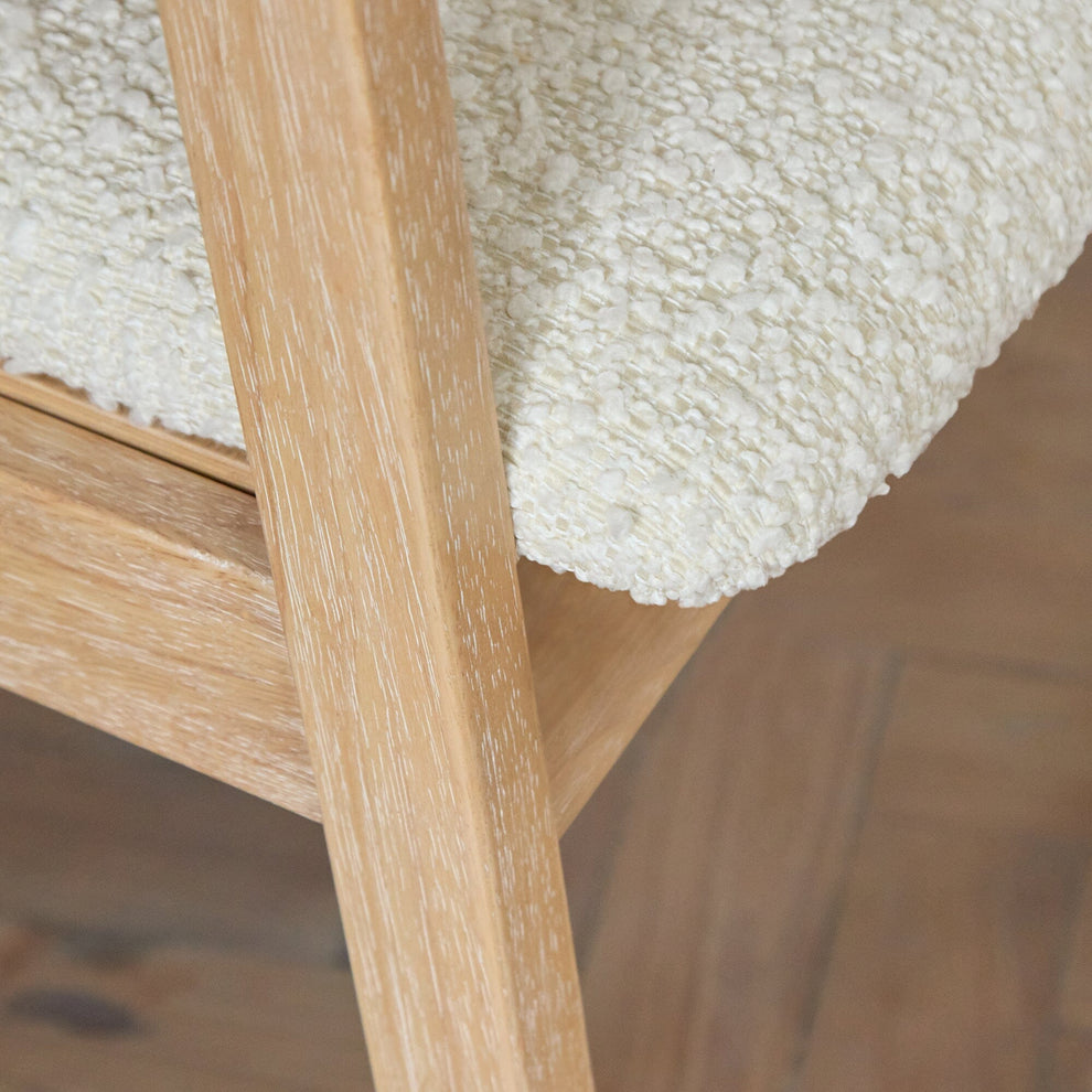 Ella Boucle Dining Armchairs - Set of 2 - Whitewash Oak Legs – Laura James