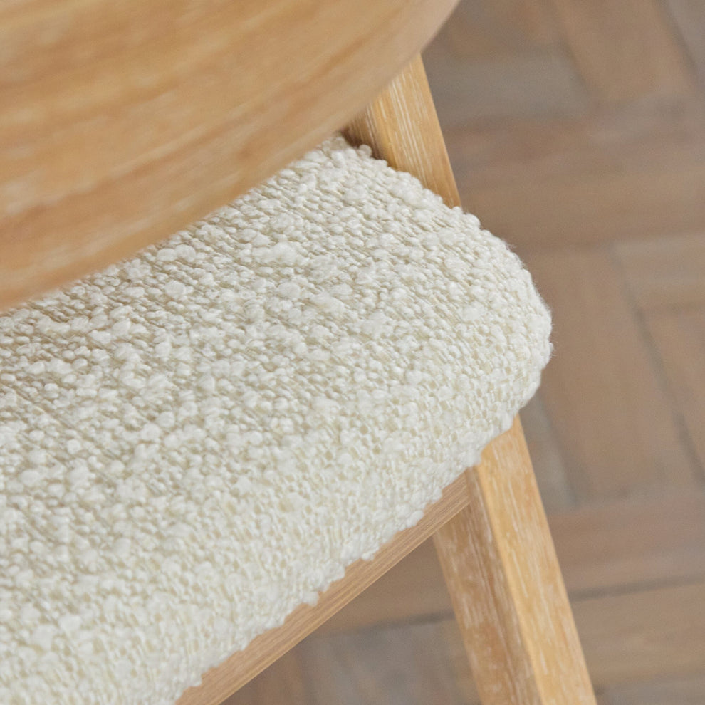 Ella Boucle Dining Armchairs - Set of 2 - Whitewash Oak Legs – Laura James