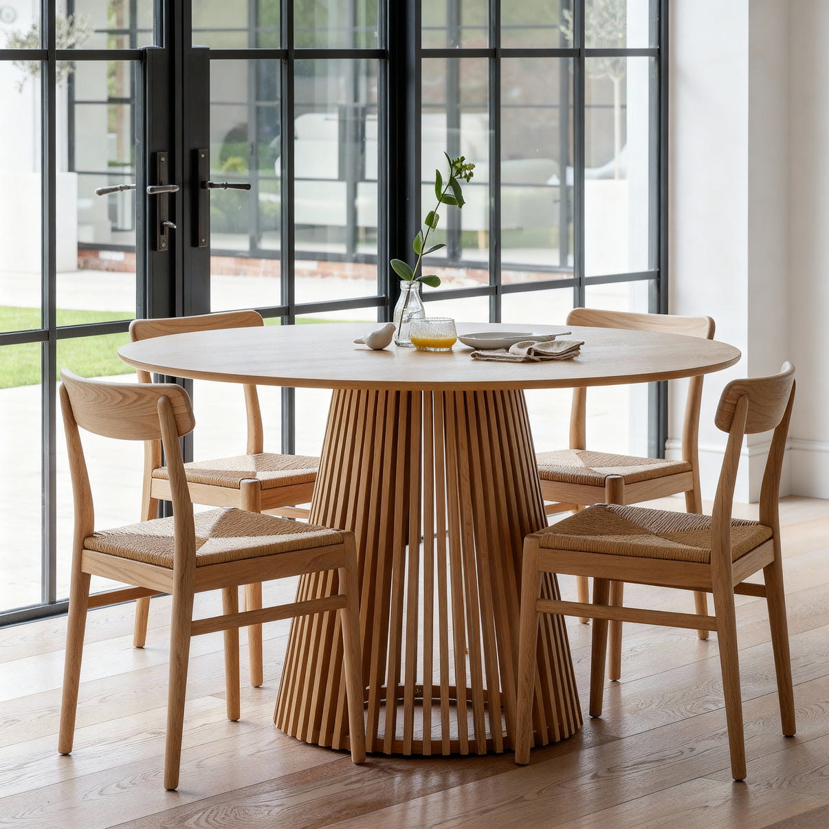 Willow Pale Oak Dining Table Set - 4 Seater - Faye Pale Oak Dining Cha ...