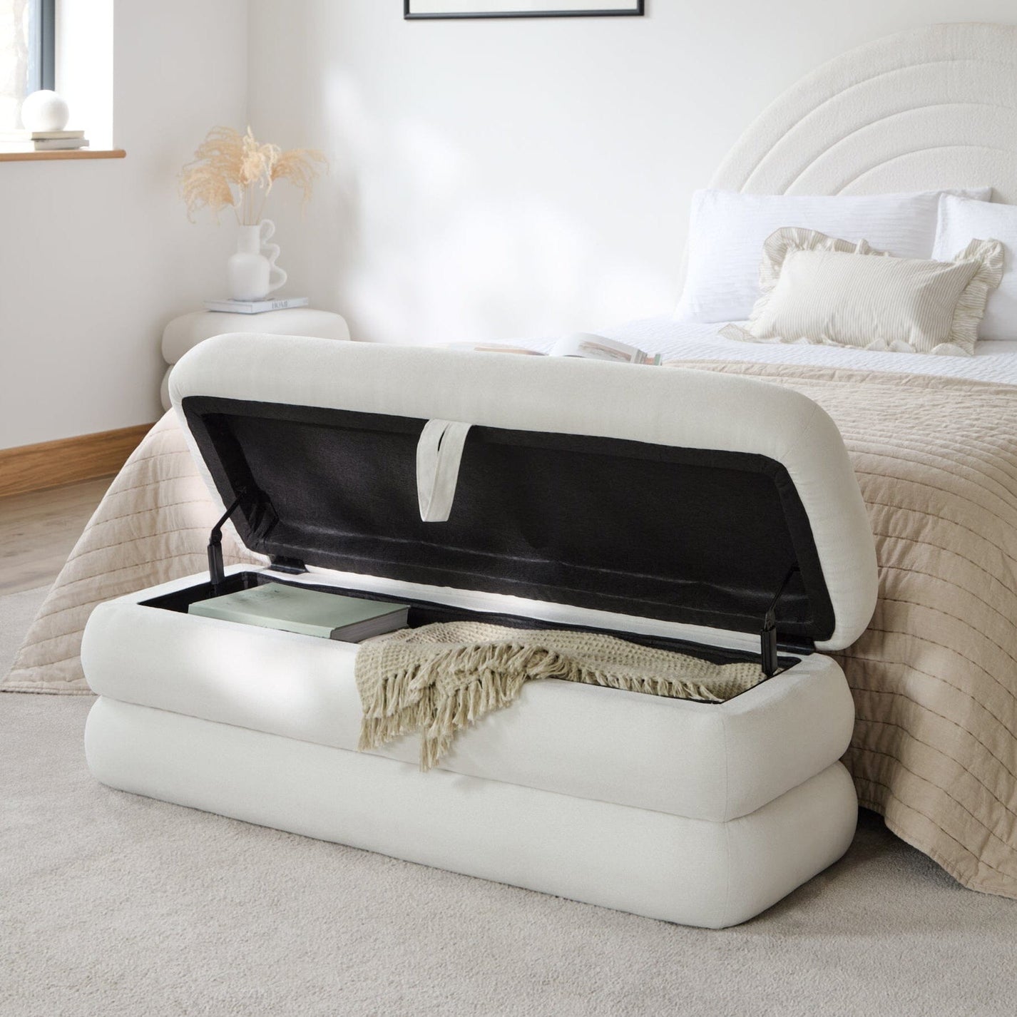 Fleur Large Ottoman Footstool - Ivory - Laura James