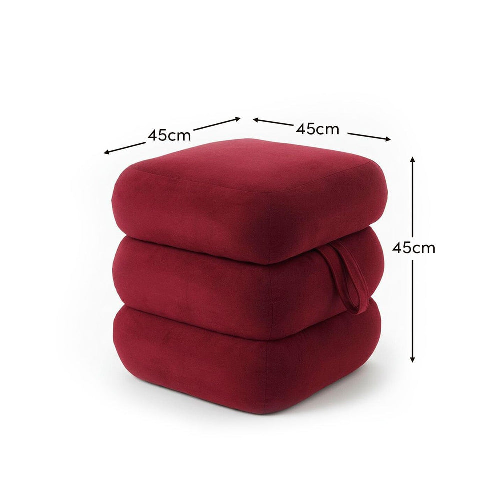 Fleur Ottoman Footstool - Burgundy Red - Laura James