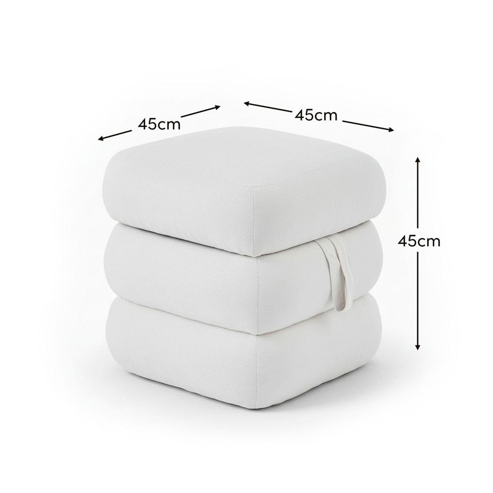 Fleur Ottoman Footstool - Ivory - Laura James