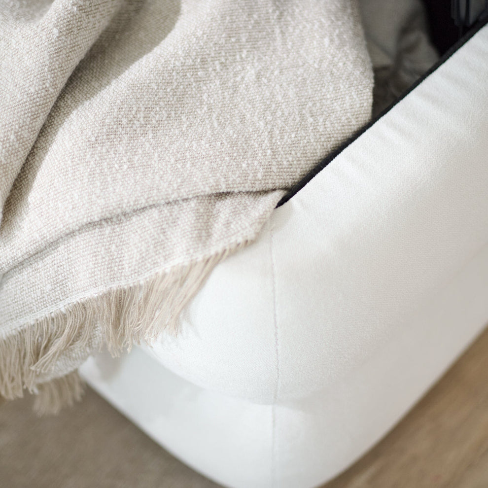 Fleur Ottoman Footstool - Ivory - Laura James